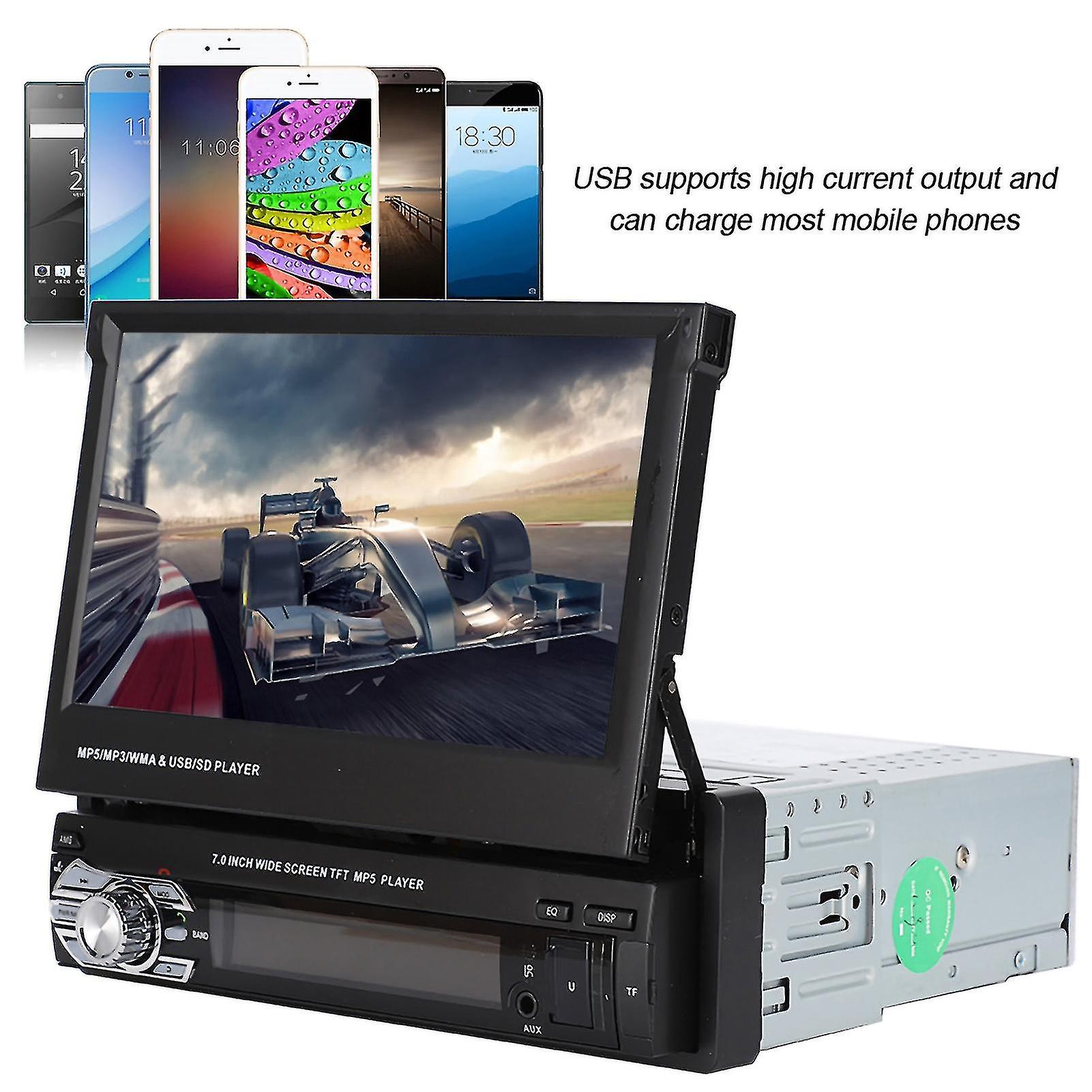 7In telescopic car stereo single din mp5 swm9601 retractable touch ...