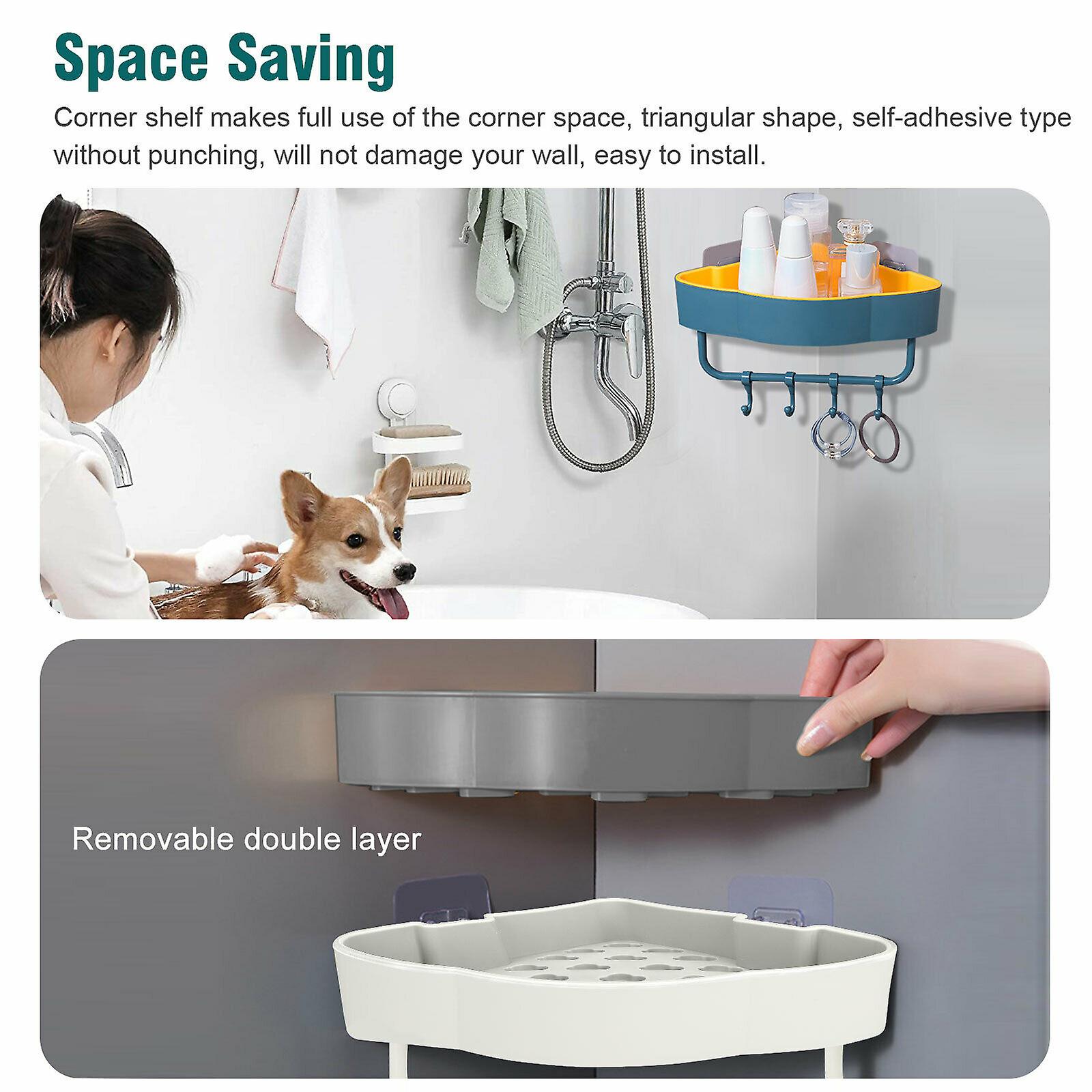 Triangular Corner Shelf Storage Rack Holder Organizer Bathroom Shower ...