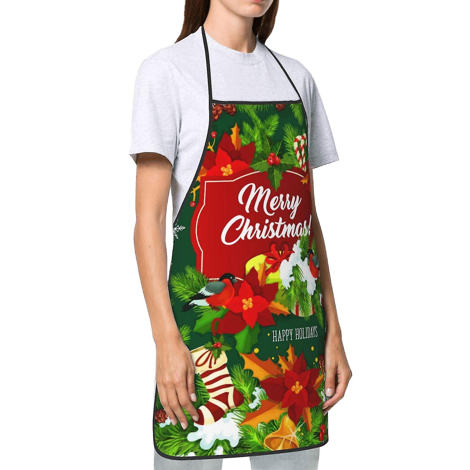 Merry Christmas Apron Waterproof Home Kitchen Cooking Baking Gardening ...