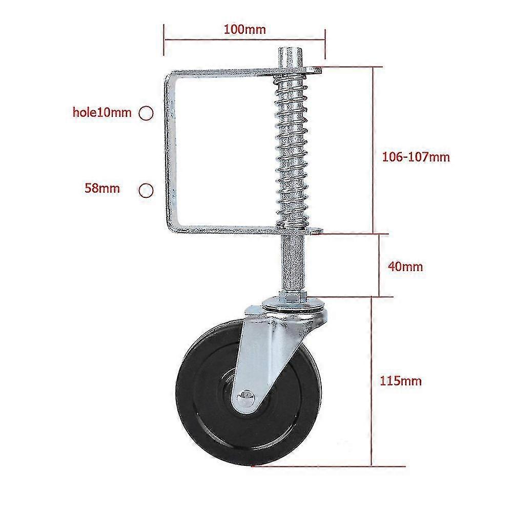 4 Inch Rubber Gate Wheel Spring Loaded Swivel Caster Heavy Duty 220lbs ...