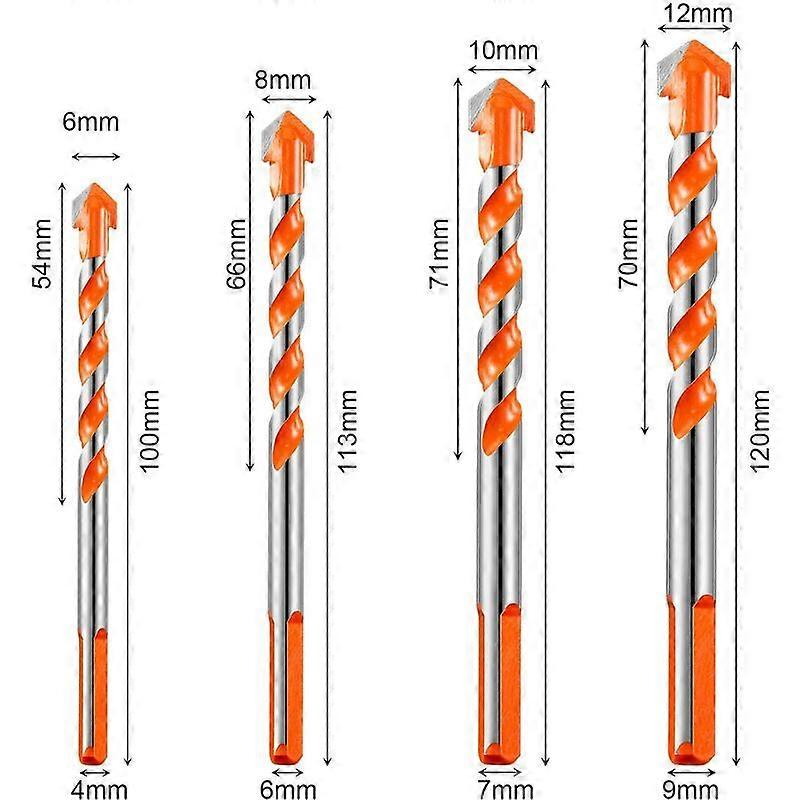 Drill Bit Set, 10 Pieces Triangular Drill Bit Set 6/6/8/10/12 mm, Punch ...