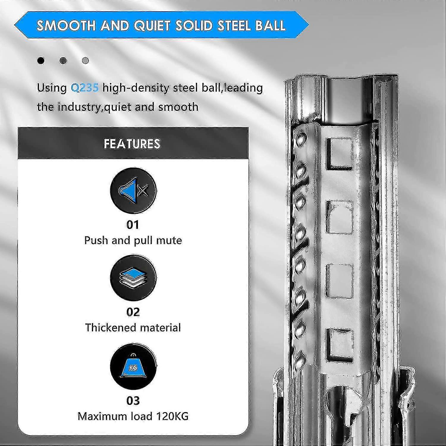 Heavy Duty Drawer Runners Long Draw Rails Full Extension Side Mount ...