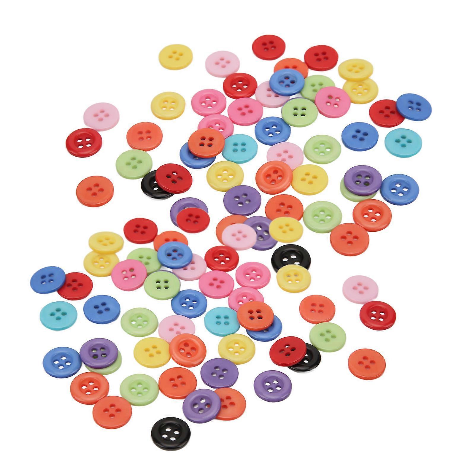 100 Pcs Buttons Colorful Flat Back Waterproof Oil Resistance Easy ...
