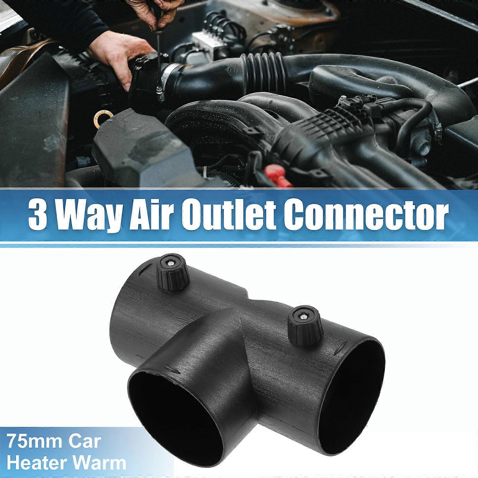 "75mm Car Heater 3-Way T-Shape Outlet Black Plastic Air Ducting Pipe ...