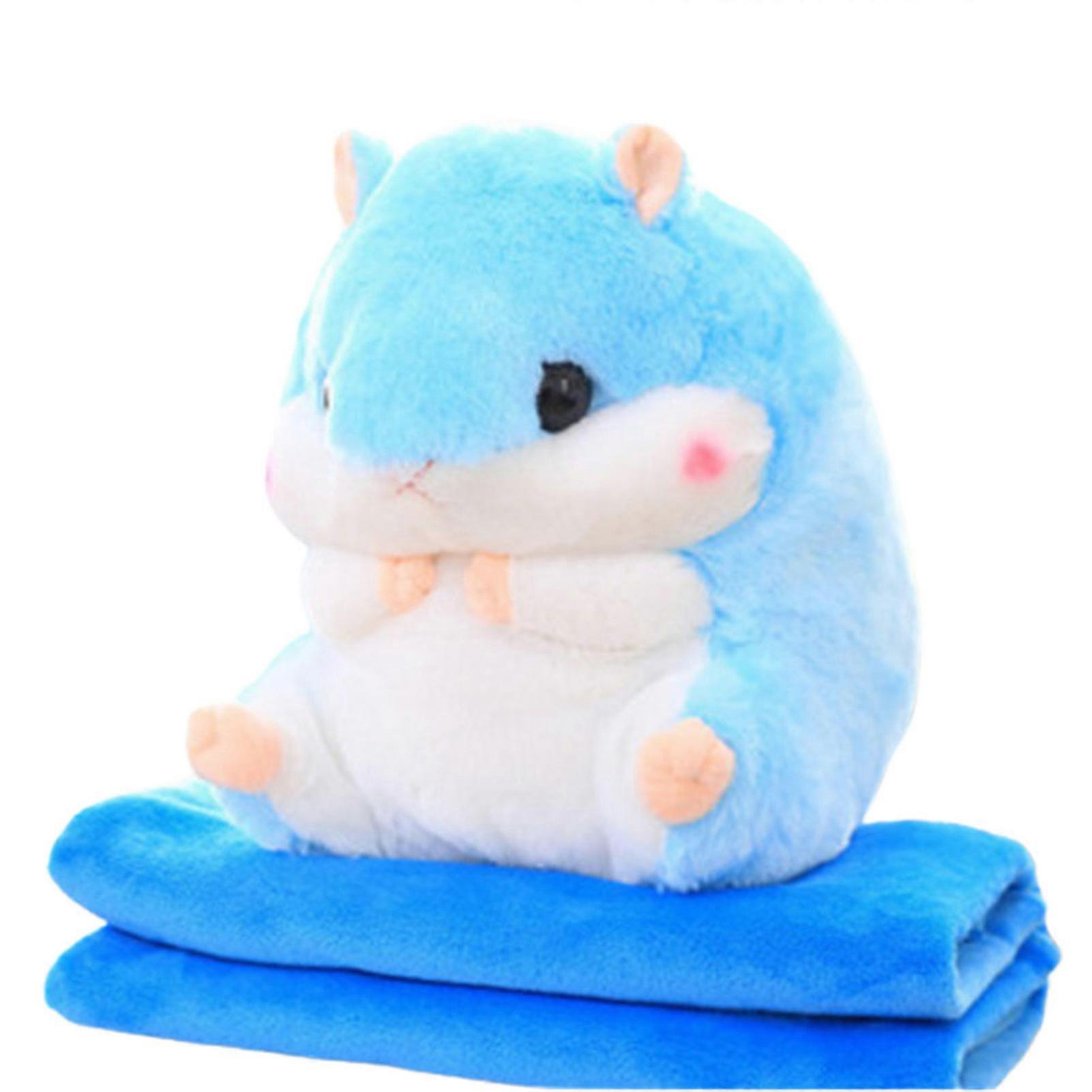 Coloful Stuffed Hamster Animal Pillow with Blanket Kawaii Plush Hamster ...