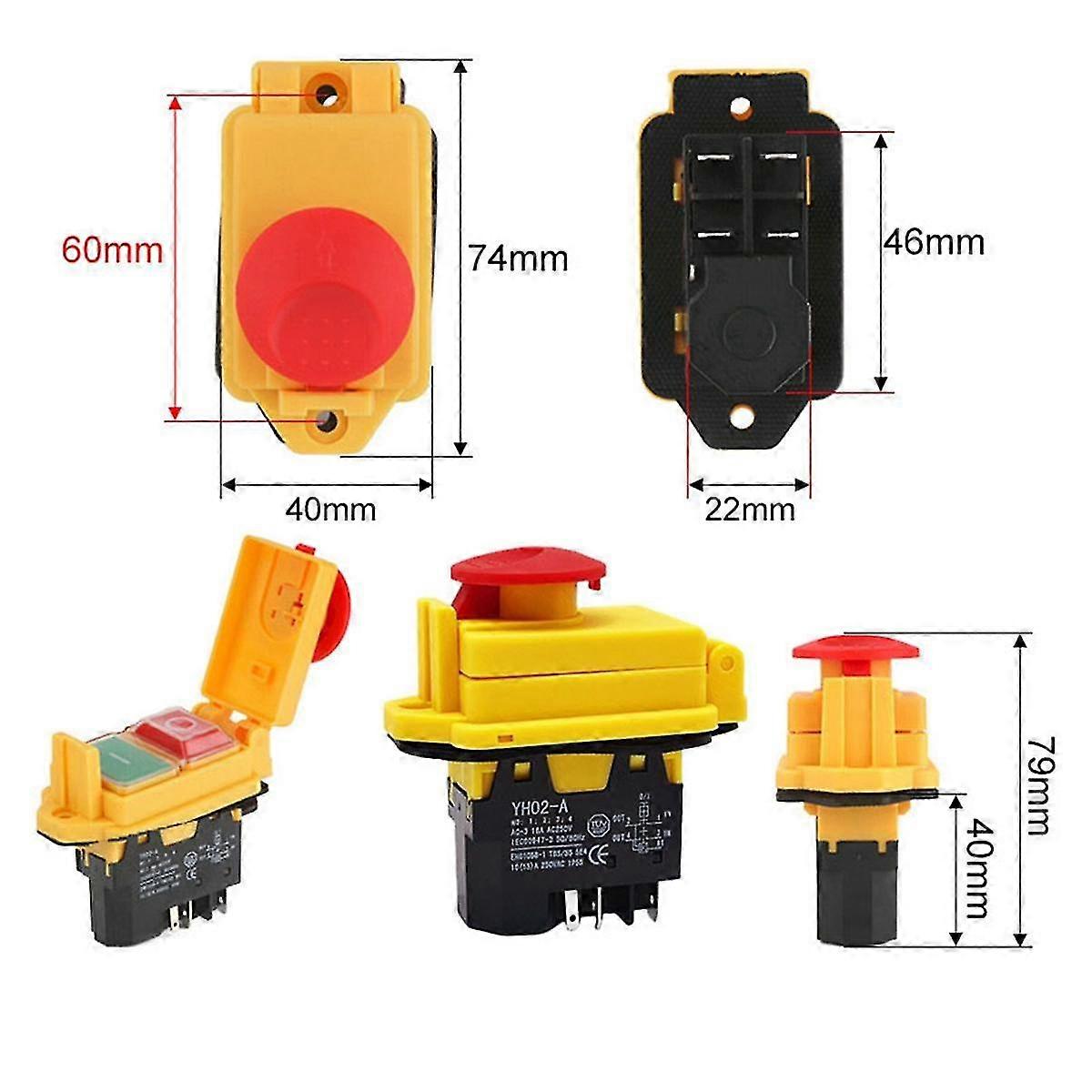 YH02-A Electromagnetic Switch 250V 16A 5PIN Start Push Button for ...