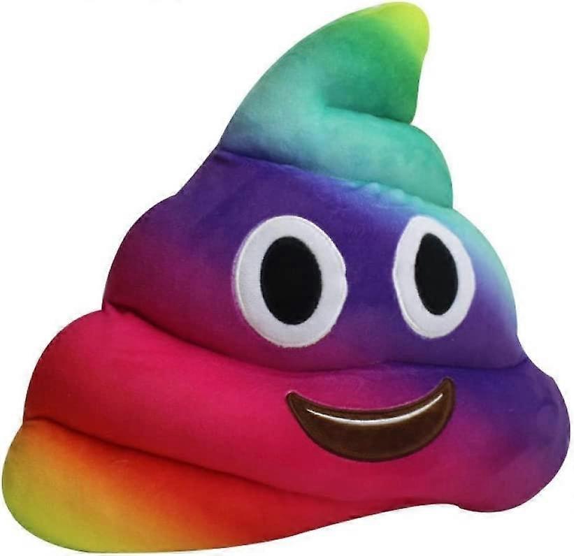 Smiley Poo Shape Rainbow Cushion - Pink Yellow Round Plush Soft Pillow ...