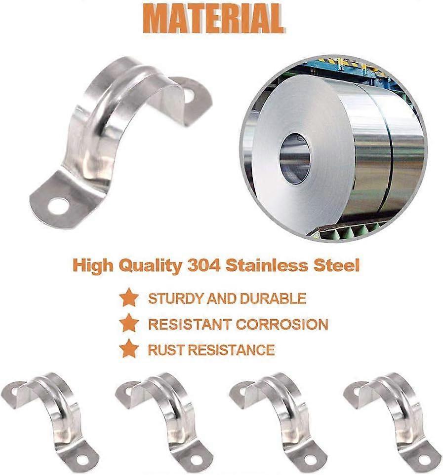 35mm/1.38" 16pcs Pipe Strap Clamp 304 Stainless Steel Pipe Clips ...