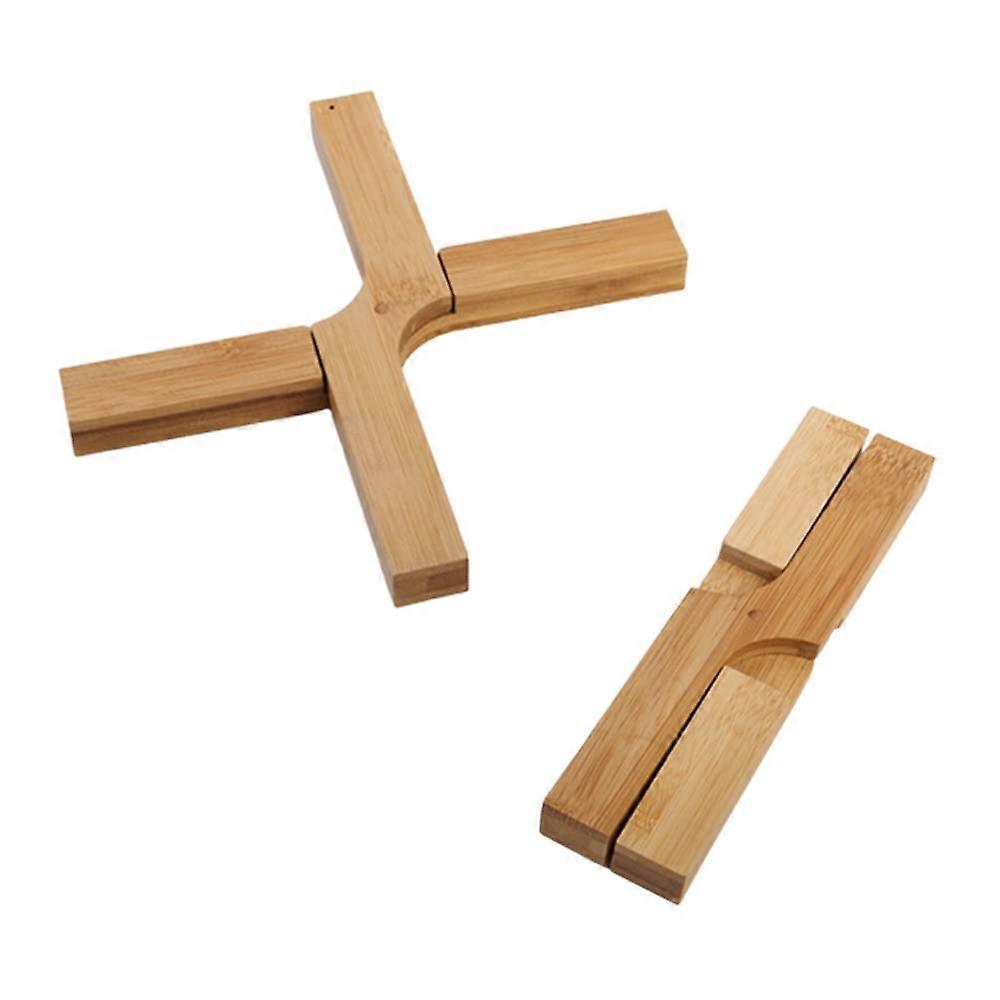 Pack of 2 Foldable Pot Trivets Made of Bamboo Pot Trivet Heat Resistant ...