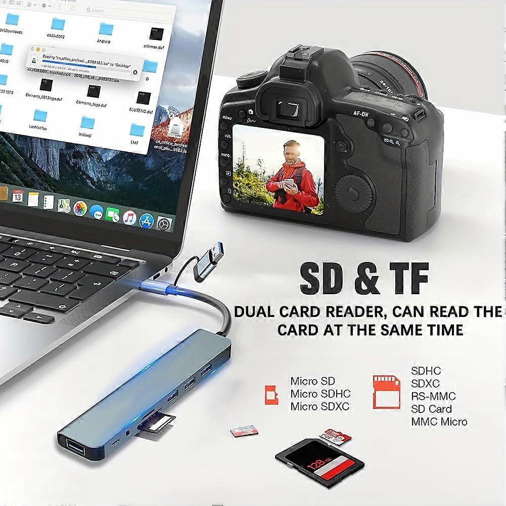 8 in 2 USB C Hub Dock Station 1 x USB 3.0/3 x USB 2.0 Data Ports/3.5 mm ...