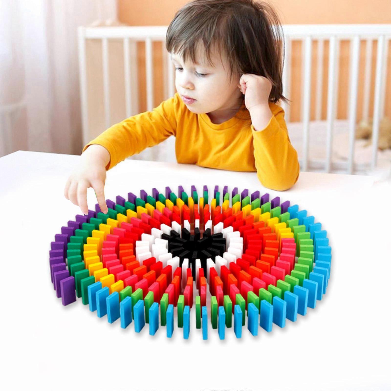 120 Pieces Dominoes Set for Kids Wooden Building Blocks Dominoes Racing ...