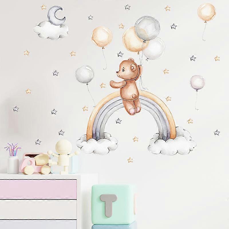 Bear Pattern Wall Stickers Tear-resistant PVC Children Room Wall Decal ...