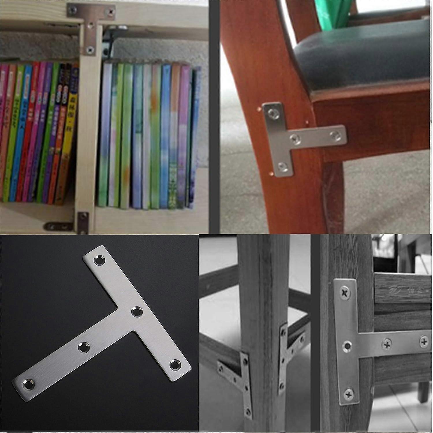 Pack T-Shaped Brackets, 120 x 120 mm Flat Straight Fixing Brackets ...