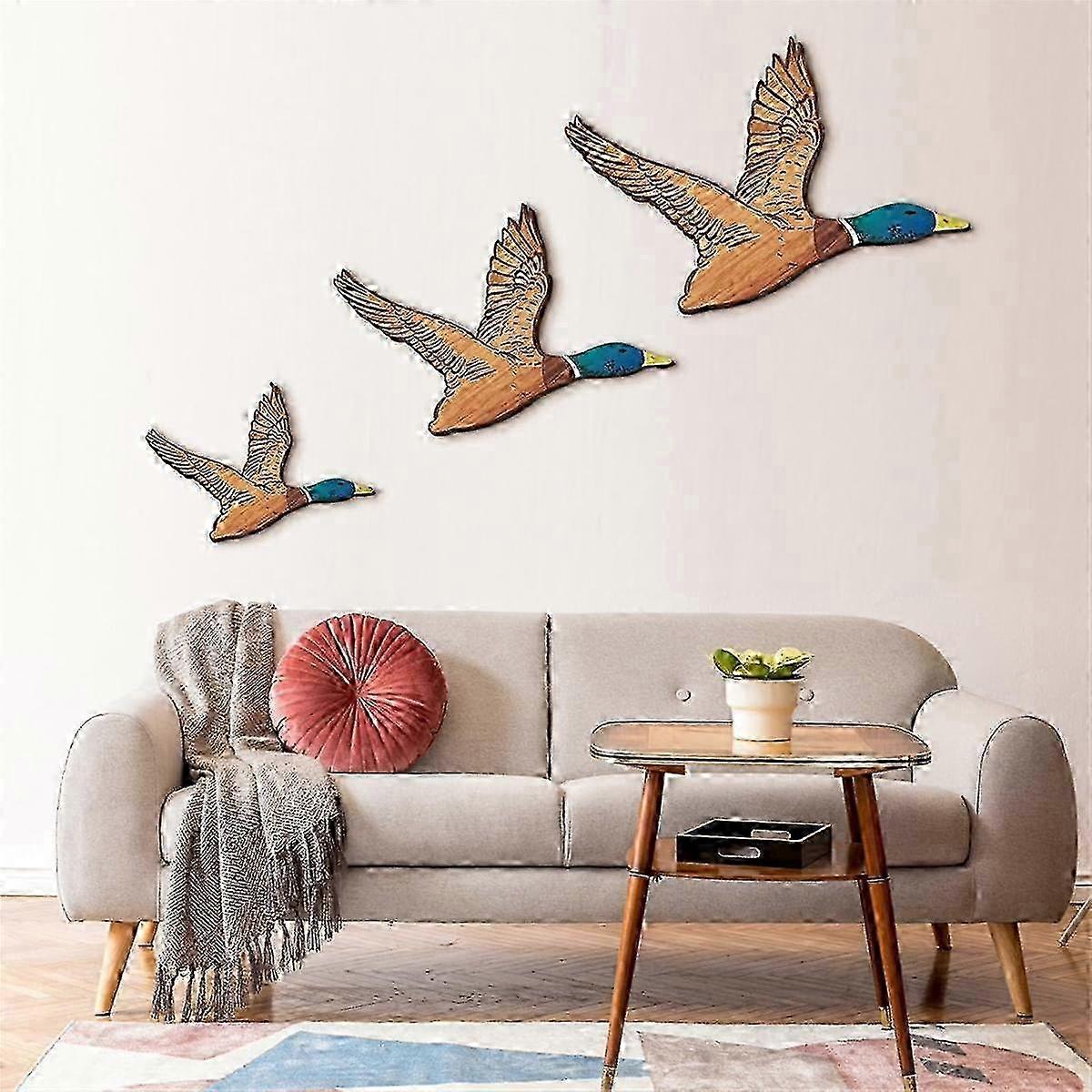 3 Size Mallard Duck Wall Art Wooden Ducks Wall Decor Rustic Flying ...