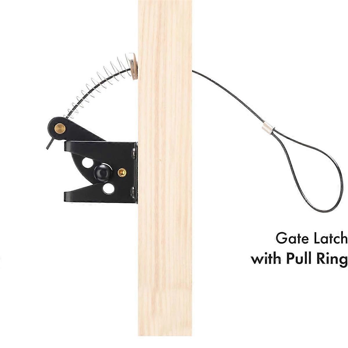 Self Locking Gate Latch for Wooden Fence Heavy Duty, Steel Spring Cable ...