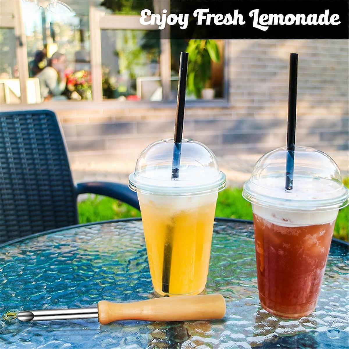 4 Sizes Straw Punch with Wooden Handle, Round Hole Making Tool for Cafe ...