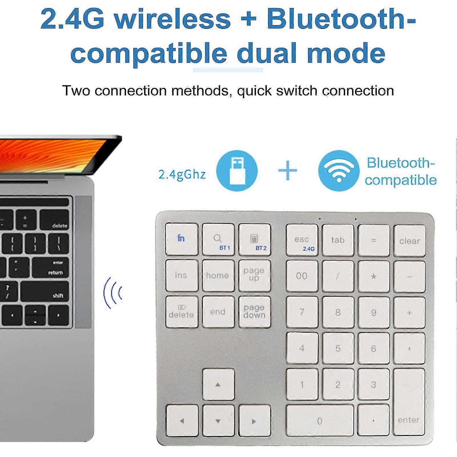 Wireless Bluetooth-compatible Number Pad 35 Keys Silent Number Keypad ...