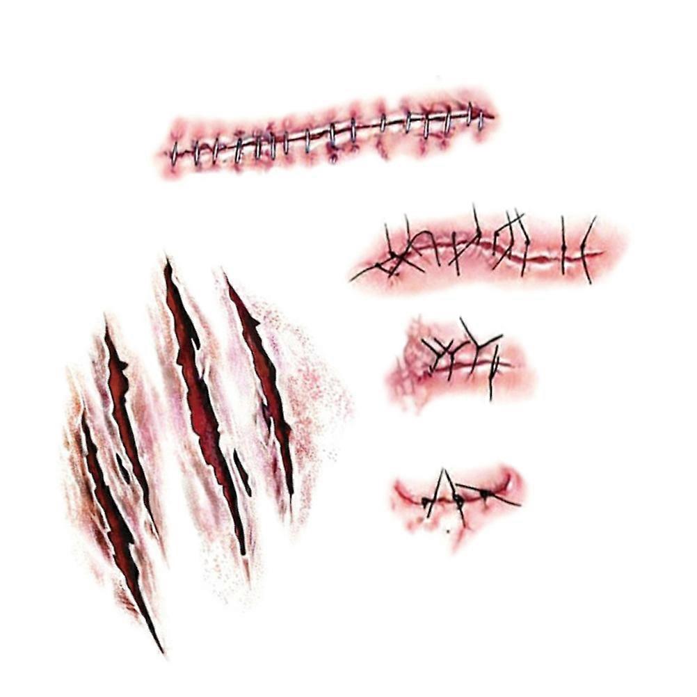 10Pcs Halloween Masquerade Prank Horror Realistic Fake Wound Stitch ...