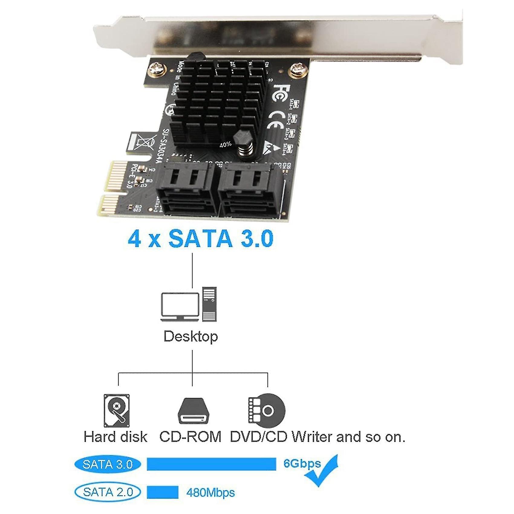 Pcie Sata Card,4 Port With 4 Sata Cable, With Low Profile , Marvell ...