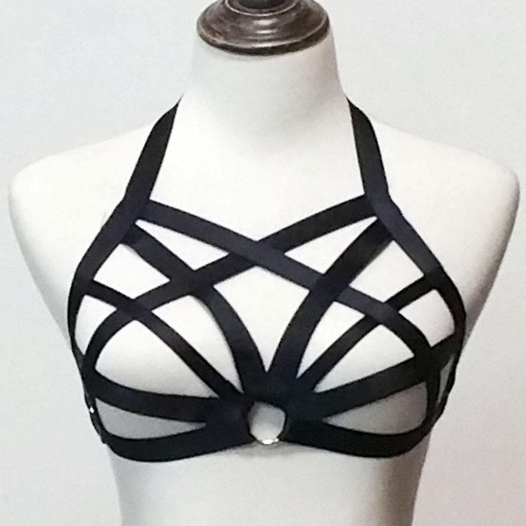 Women Harness Bra Cage Bra Crop Top Black Strappy Sexy Costume Bra for ...