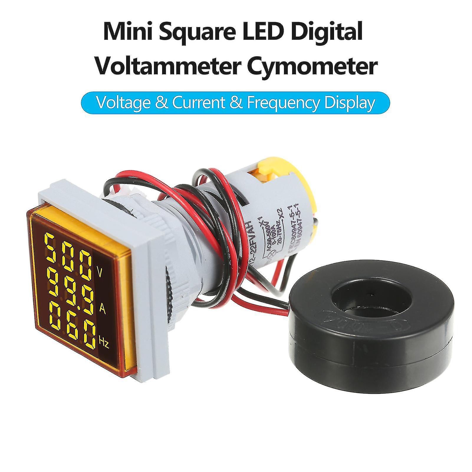 Mini Square Digital Volt-ammeter Voltammeter Ammeter Voltmeter Cymometer Three Led Display ...