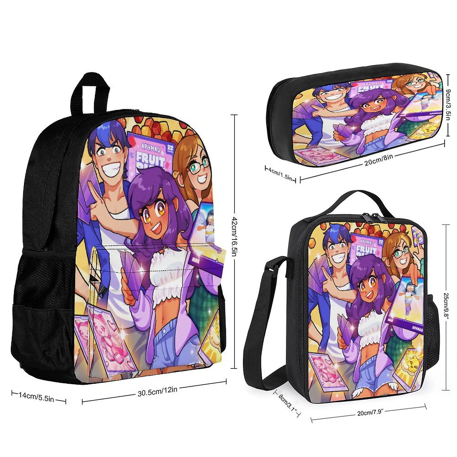 Aphmau Backpack 3 Piece Set Laptop Backpack with Pencil Case Lunch Bag ...