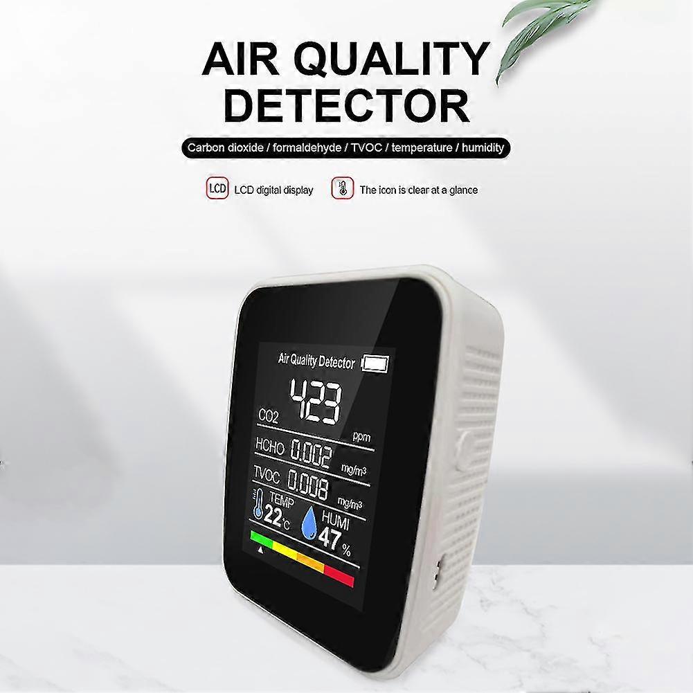 5 In 1 Co2 Meter Digital Temperature Humidity Sensor Tester Air Quality ...