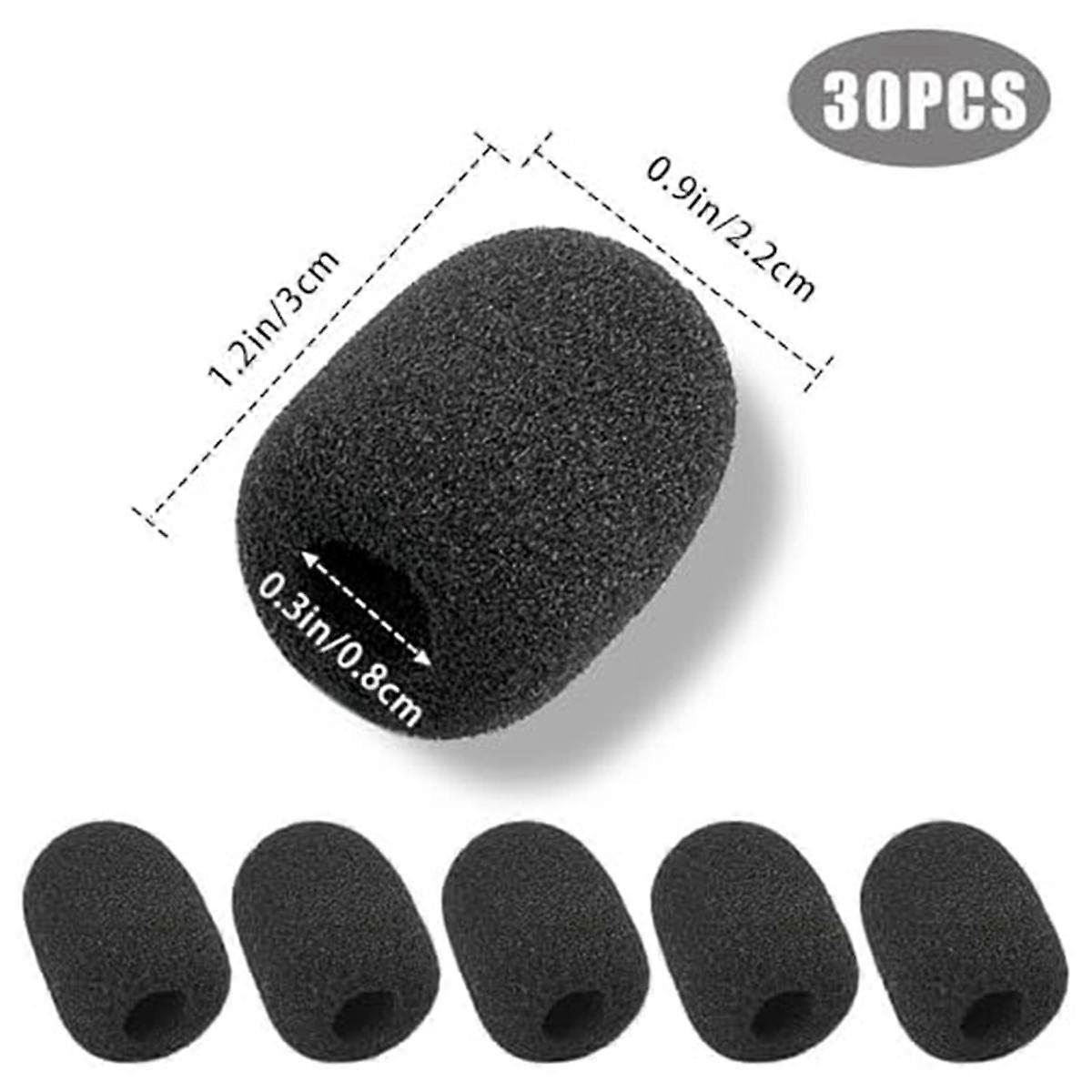 30 Pack Foam Microphone Windscreen,Mini Size Lapel Headset Mic Foam ...