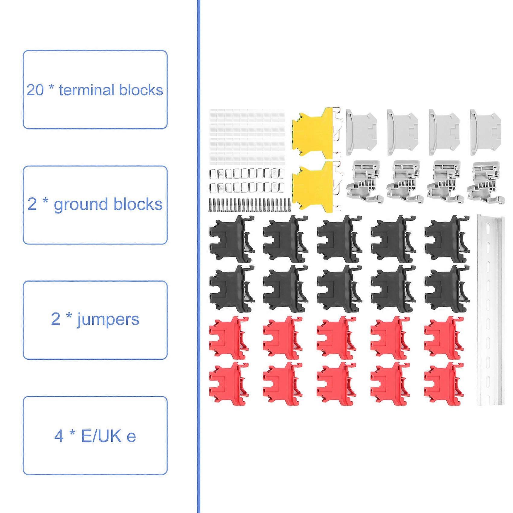 DIN Rail Terminal Blocks Kit Terminal+Ground Blocks+Aluminum Rail+End ...