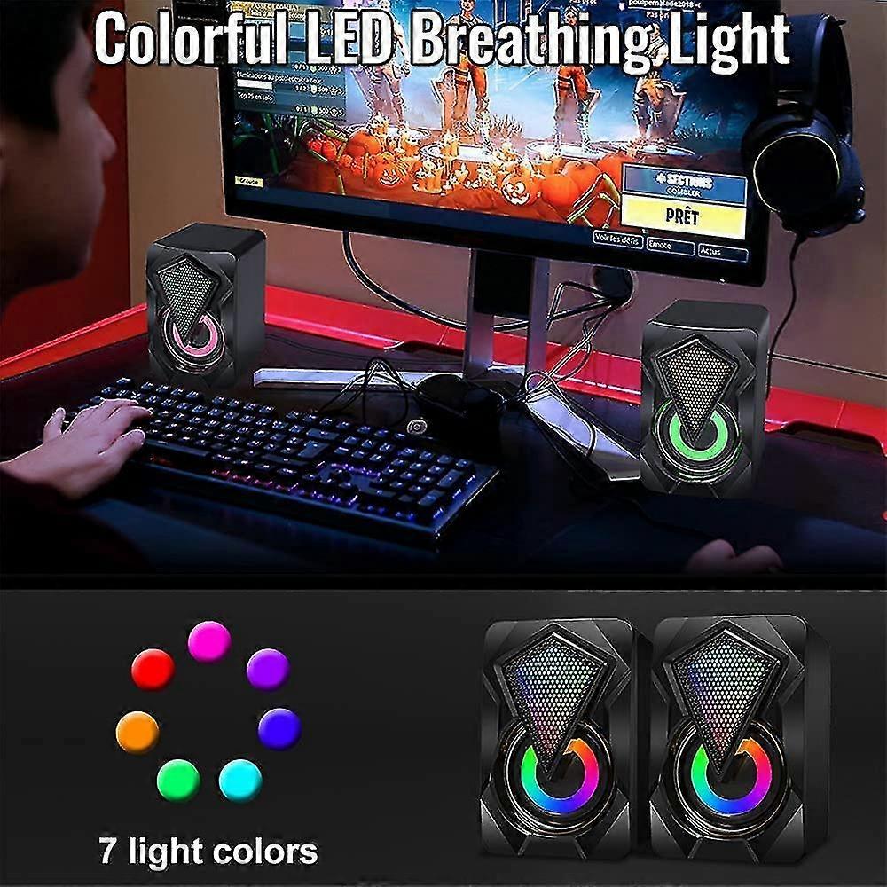 Mini Pc Speaker,rgb Pc Speaker Usb 2.0 Gaming Stereo System Computer ...