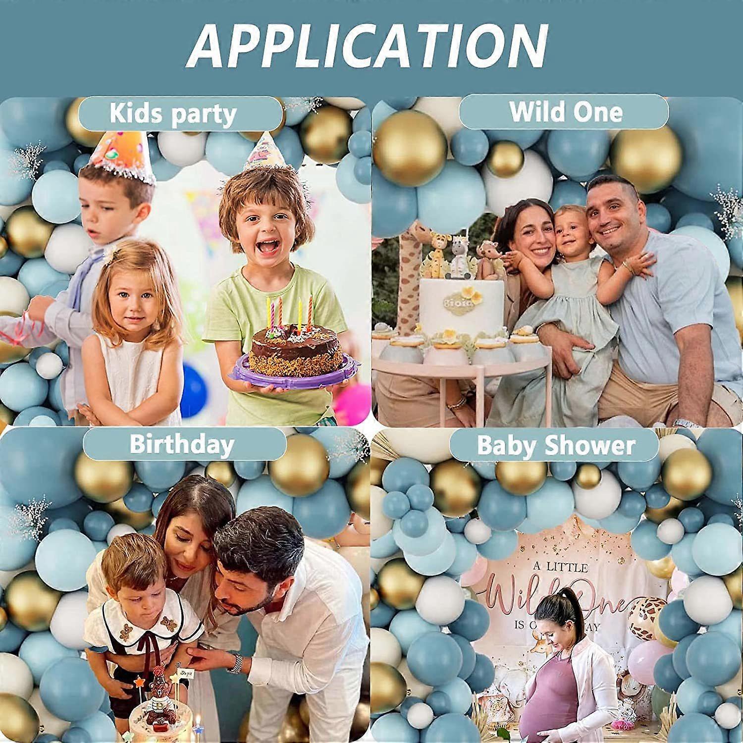 134pcs Boho Dust Baby Blue Balloon Balloon Arch Garland Kit, Dusty ...