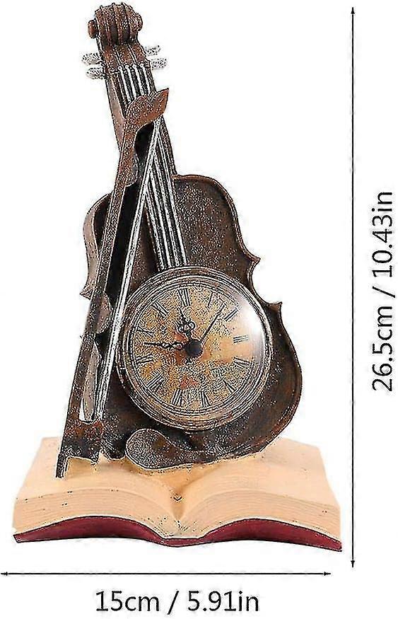 Vintage Clocks Resin Violin Model Clock Retro Desk Clock Decoration ...