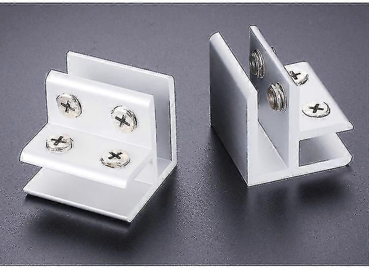 Set Of 4 Adjustable Glass Clamp Brackets Silver 90 Degree Aluminum ...