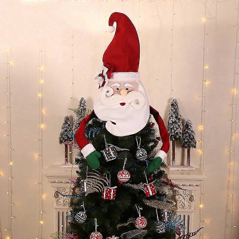Christmas Tree Topper with Santa Decoration Fabric Christmas Tree ...