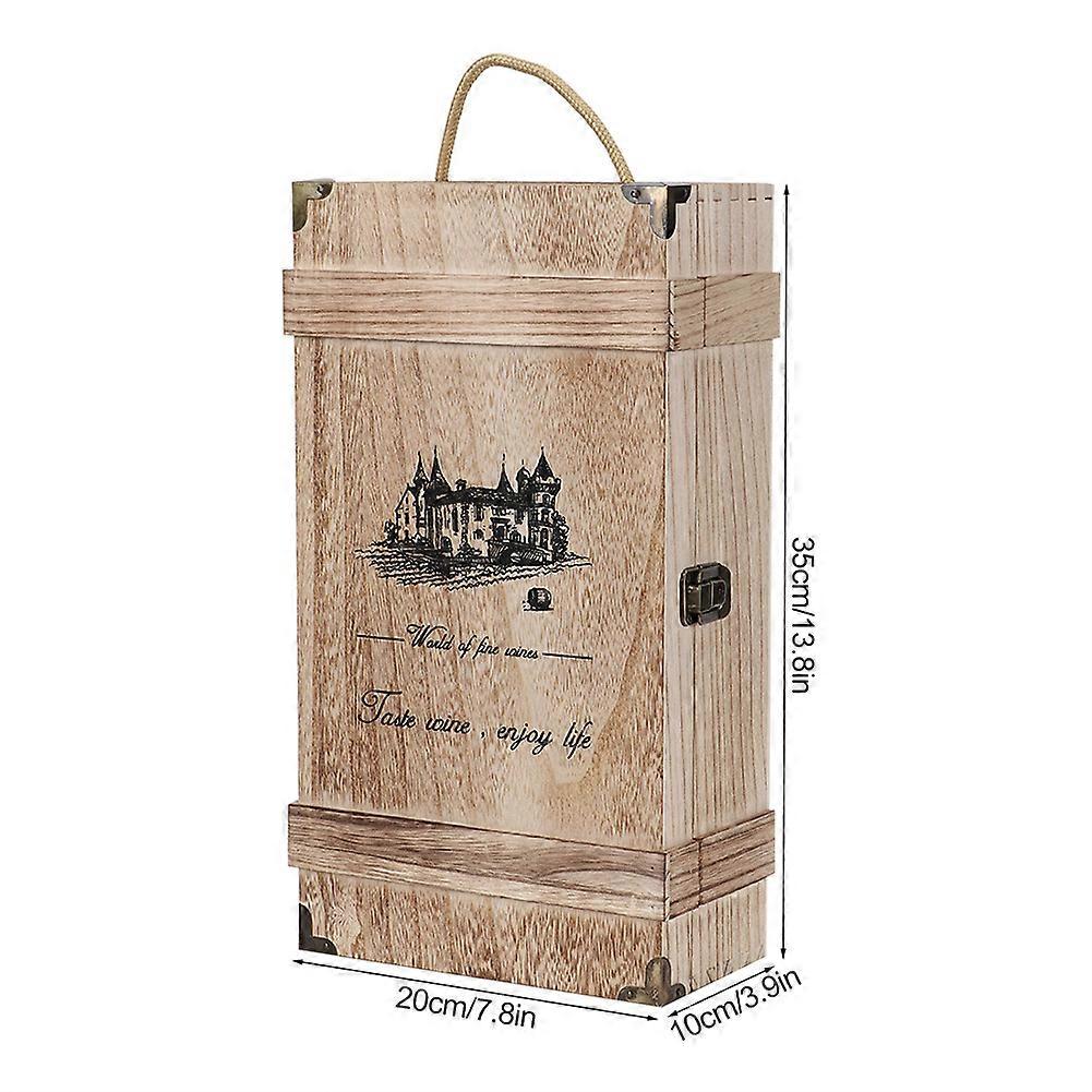 Vintage Retro Wooden Wine Storage Box for 2 Bottles - Gift Decoration ...