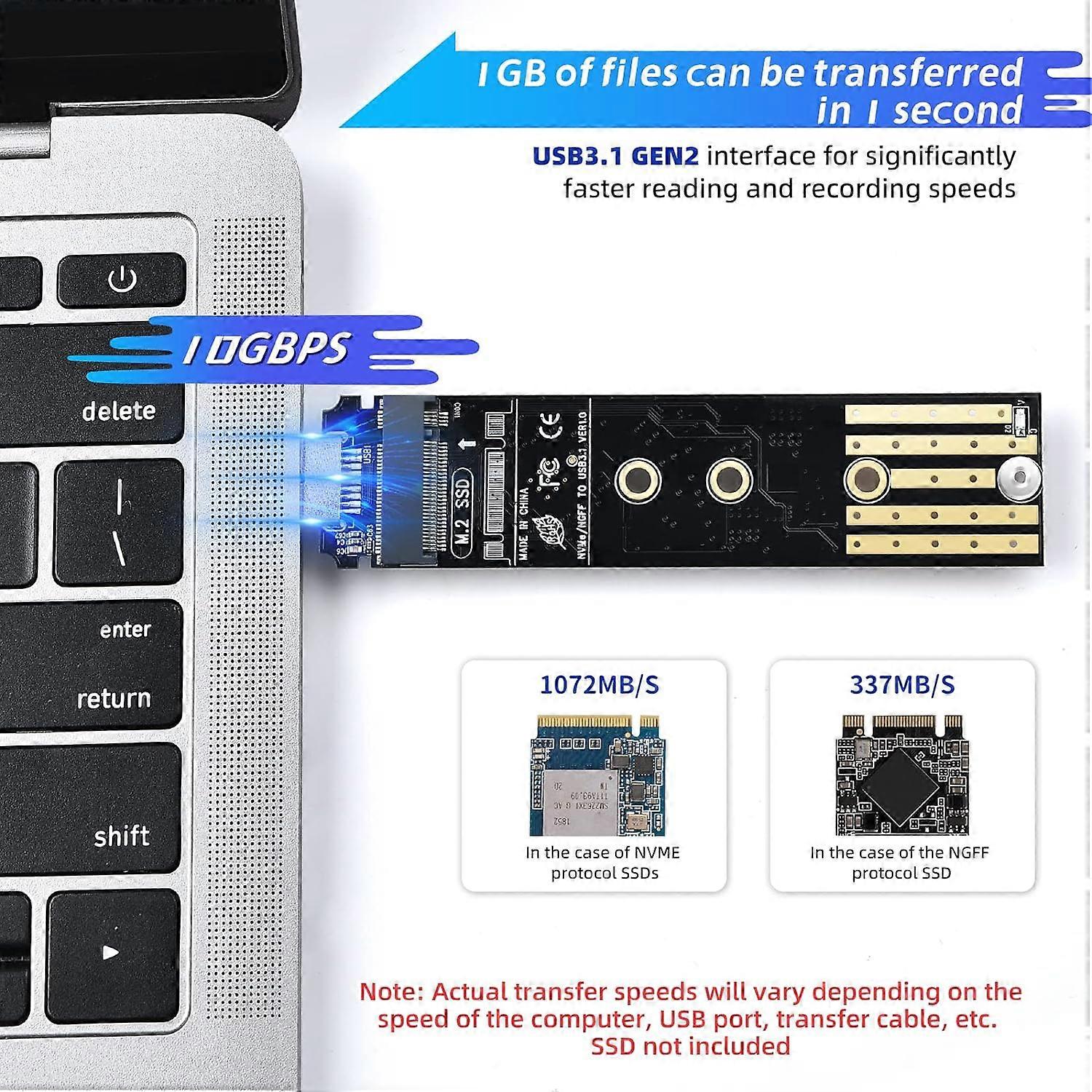 M.2 to USB Adapter M.2 NVME/NGFF Hard Drive USB3.1 Gen2 10Gbps USB to ...