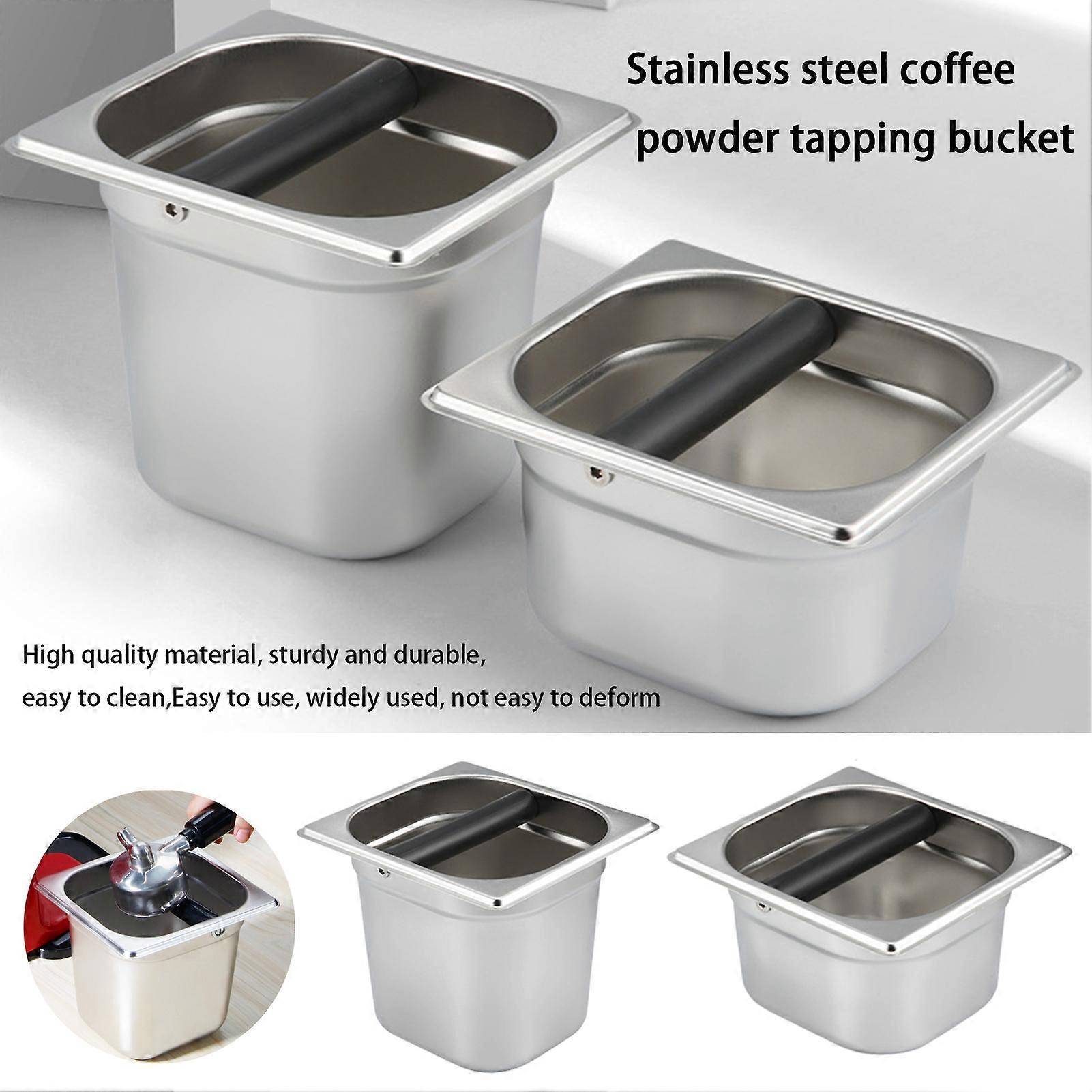 Coffee Knock Box with Rubber Bar Stainless Steel Espresso Dump Bin ...