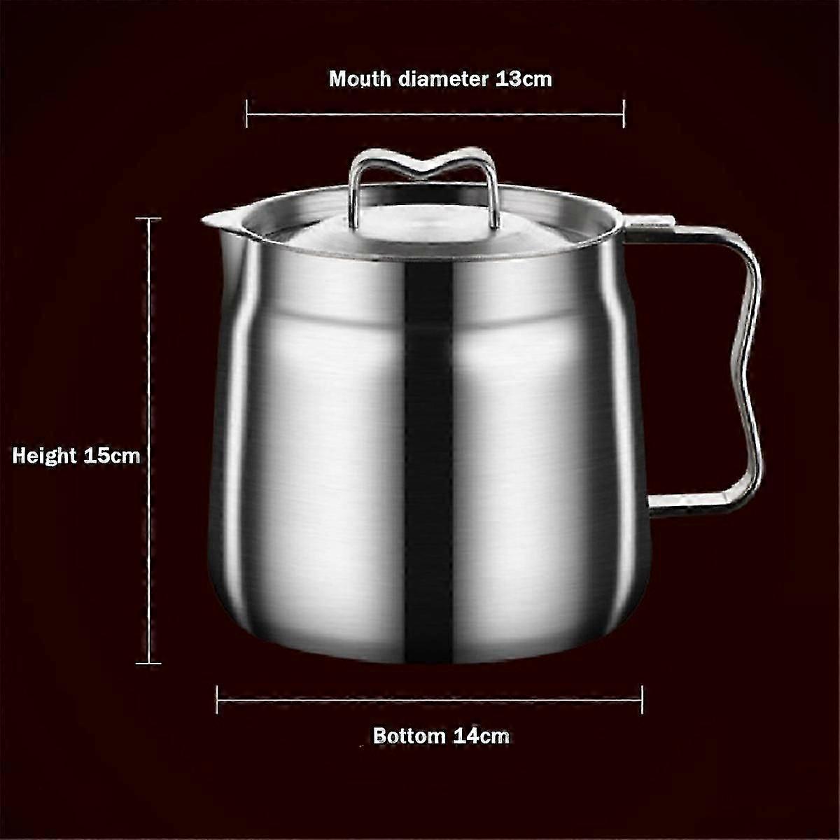 2026 New 1.5L Stainless Steel Oil Filter Pot Lard Strainer Tank ...