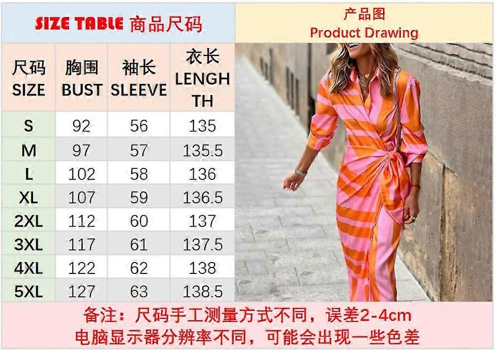 Women Plus Size Long Sleeve Printed Lapel Tie Shirt Wrap Dress Midi ...