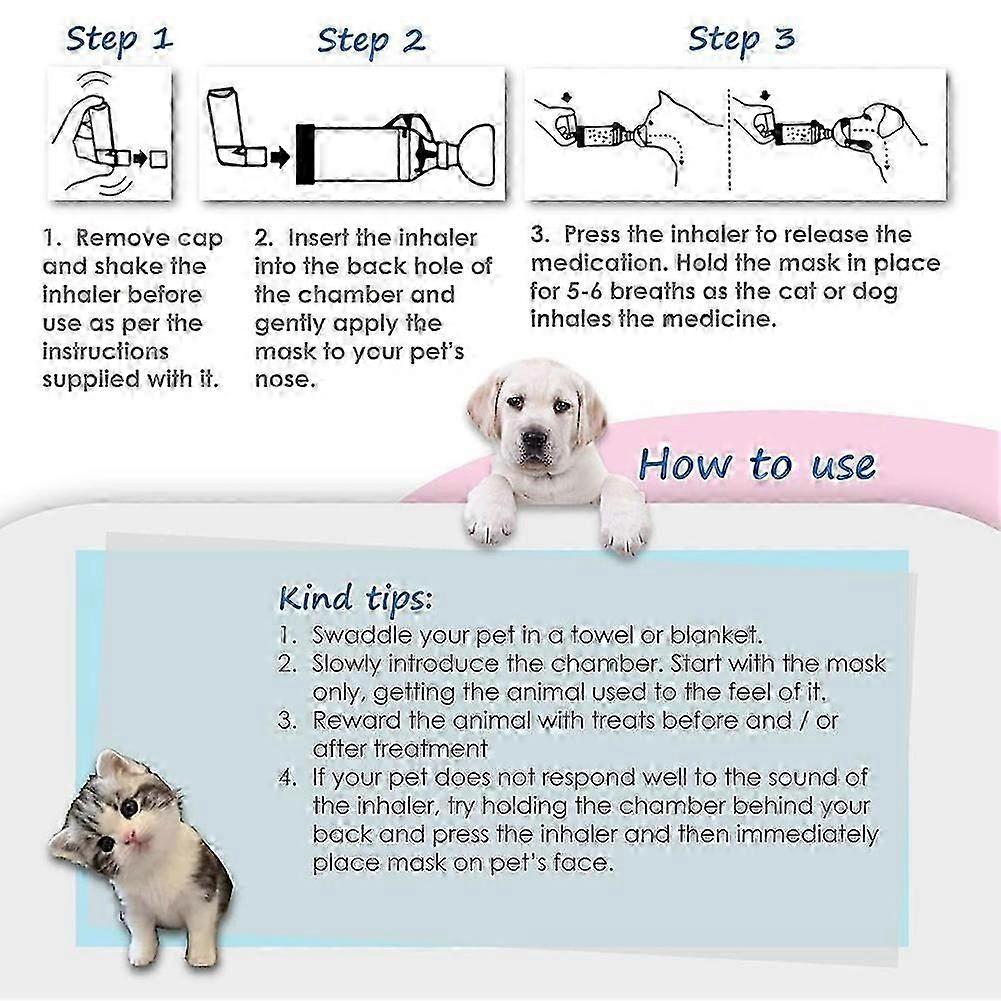 Inhaler Spacer with 2 Masks for Pets Cat and Small Dog Inhaler Spacer ...