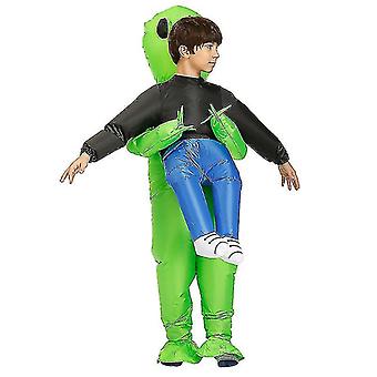 Green Alien Carrying Human Costume Inflatable Funny Blow Up Suit ...