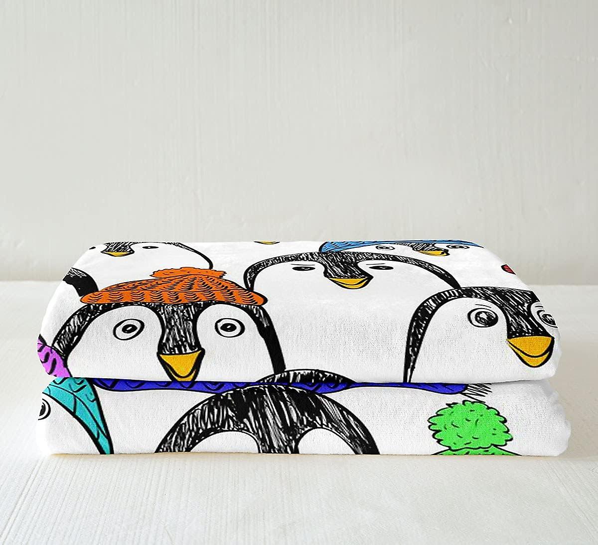 Pingvin Kasta Filt För Säng Soffa Barn Söt Polar Djur Sherpa Filt Svart ...