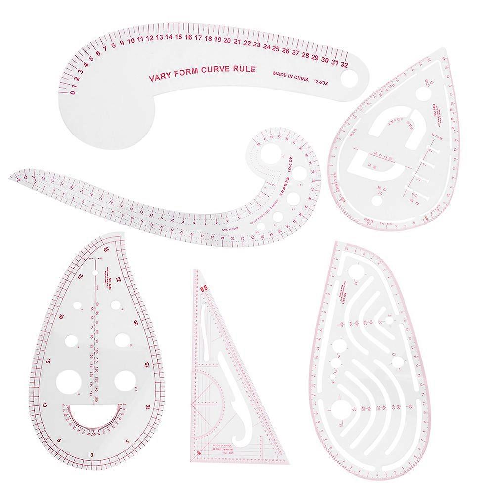 6PCs Clothing Ruler Sewing Tool Set Multifunctional Lightweight Tailor ...