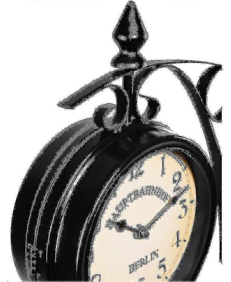 2024 Two Sided Train Station Wall Clock Black Vintage Design Clock ...
