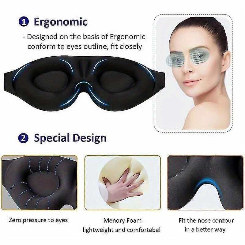 Sleep Eye Mask for Men Women 3D Contoured Cup Sleeping Mask & Blindfold ...