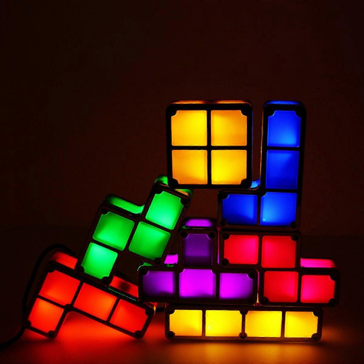 Stackable Tetris Night Light, 7 Pieces DIY LED 7 Colours 3D Puzzle ...