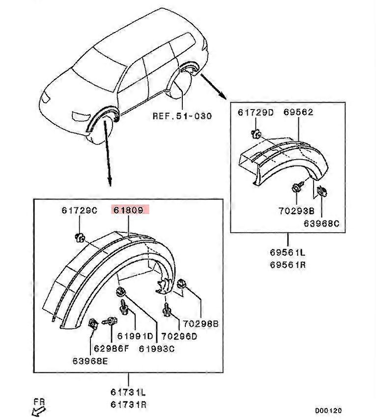 1 Piece Rear Wheel Eyebrow Rubber Strips For Montero Sport Seal Rubber ...