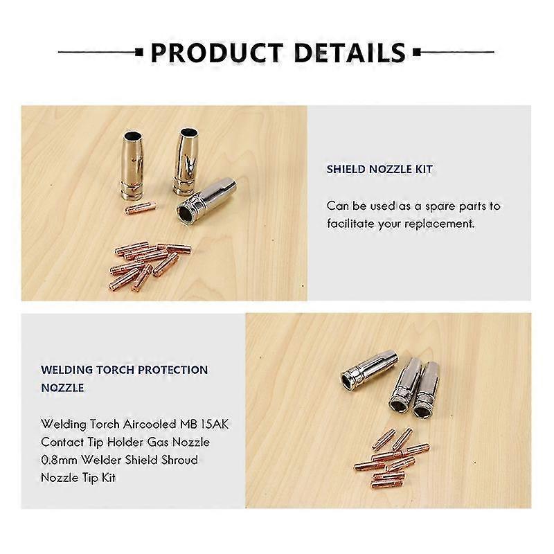 13Pcs CO2 Mig Welding Torch Aircooled MB 15AK Contact Tip Holder Gas ...