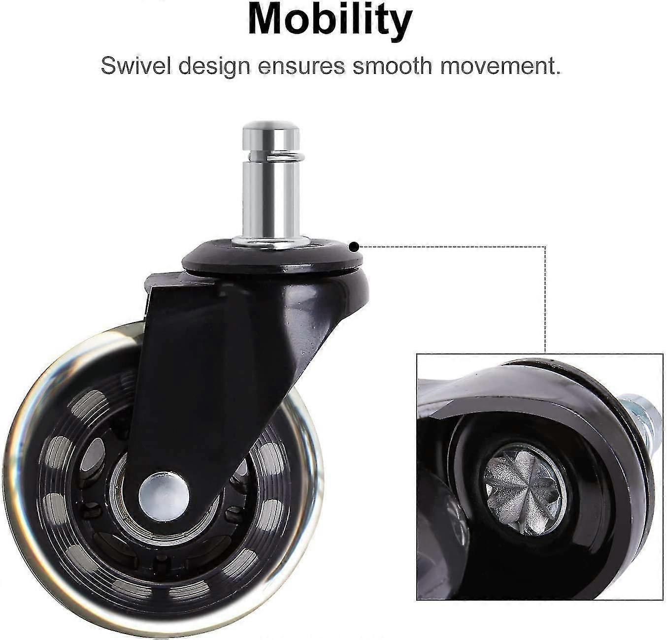 Set Of 5 Office Chair Castors In Hard Floor Castors, Rollerblade Style ...