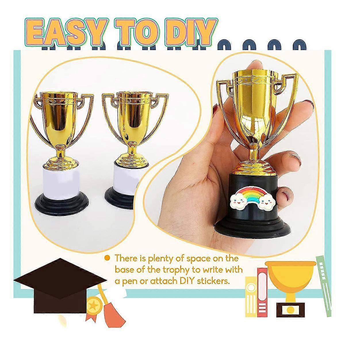 24 Pack Mini Trophy for Kids Awards,Plastic Gold Award Trophy Cups,For ...